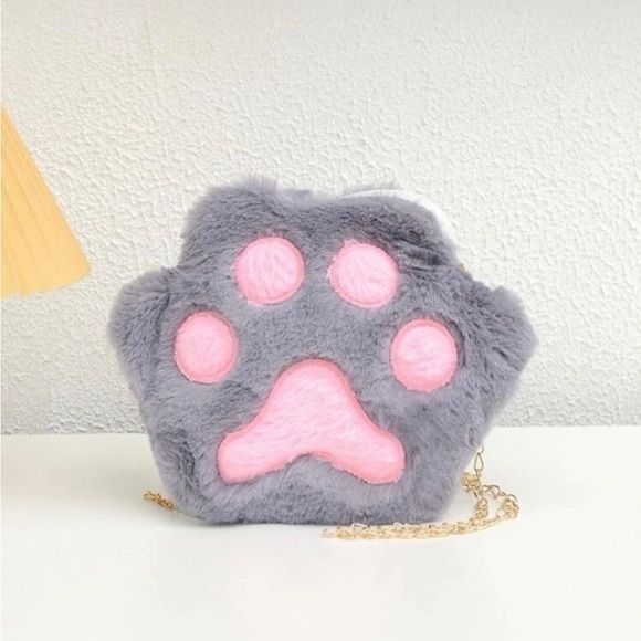 Bags | Plush Kitty Cat Paw Crossbody Purse | Poshmark